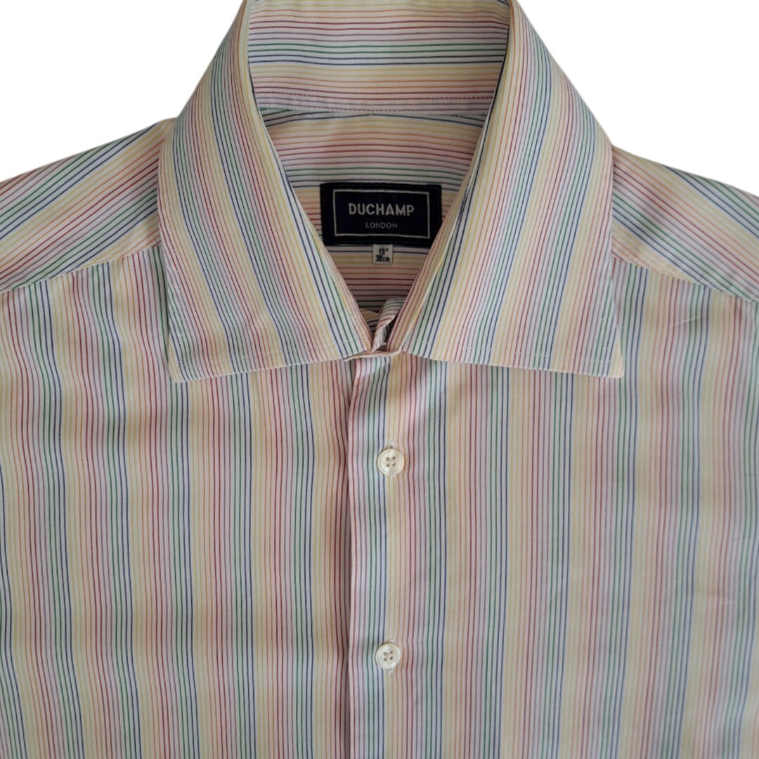 DUCHAMP LONDON Shirt Mens 14.5 S White – Multi-Coloured Stripes ...
