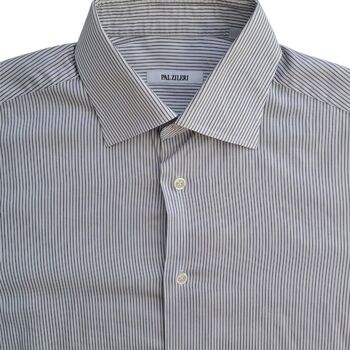 PAL ZILERI Shirt Mens 15 S White - Black Stripes - Brandinity