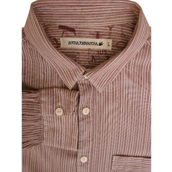 ROCHA JOHN ROCHA Shirt Mens 17 L Brown & White Stripes - Brandinity